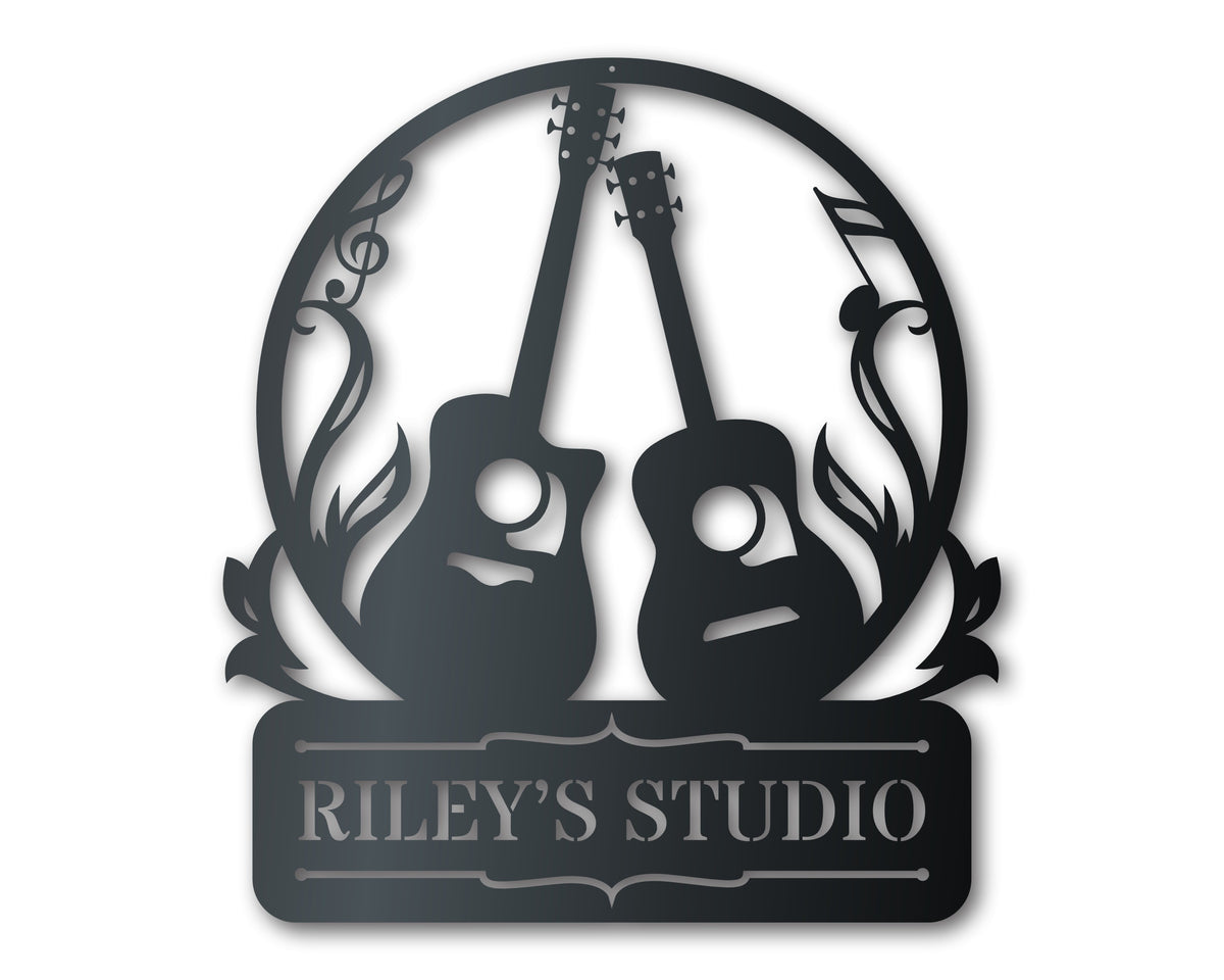 Custom Metal Acoustic Guitar Duo Wall Art | Custom Metal Music Sign ...
