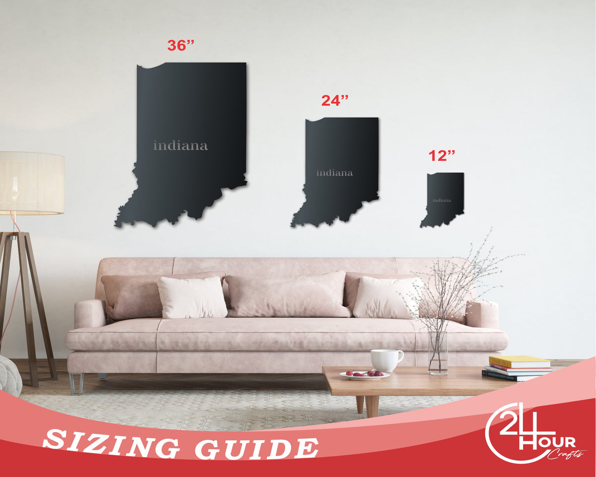 Metal Indiana Wall Art - Custom Metal US State Sign - 14 Color Options ...