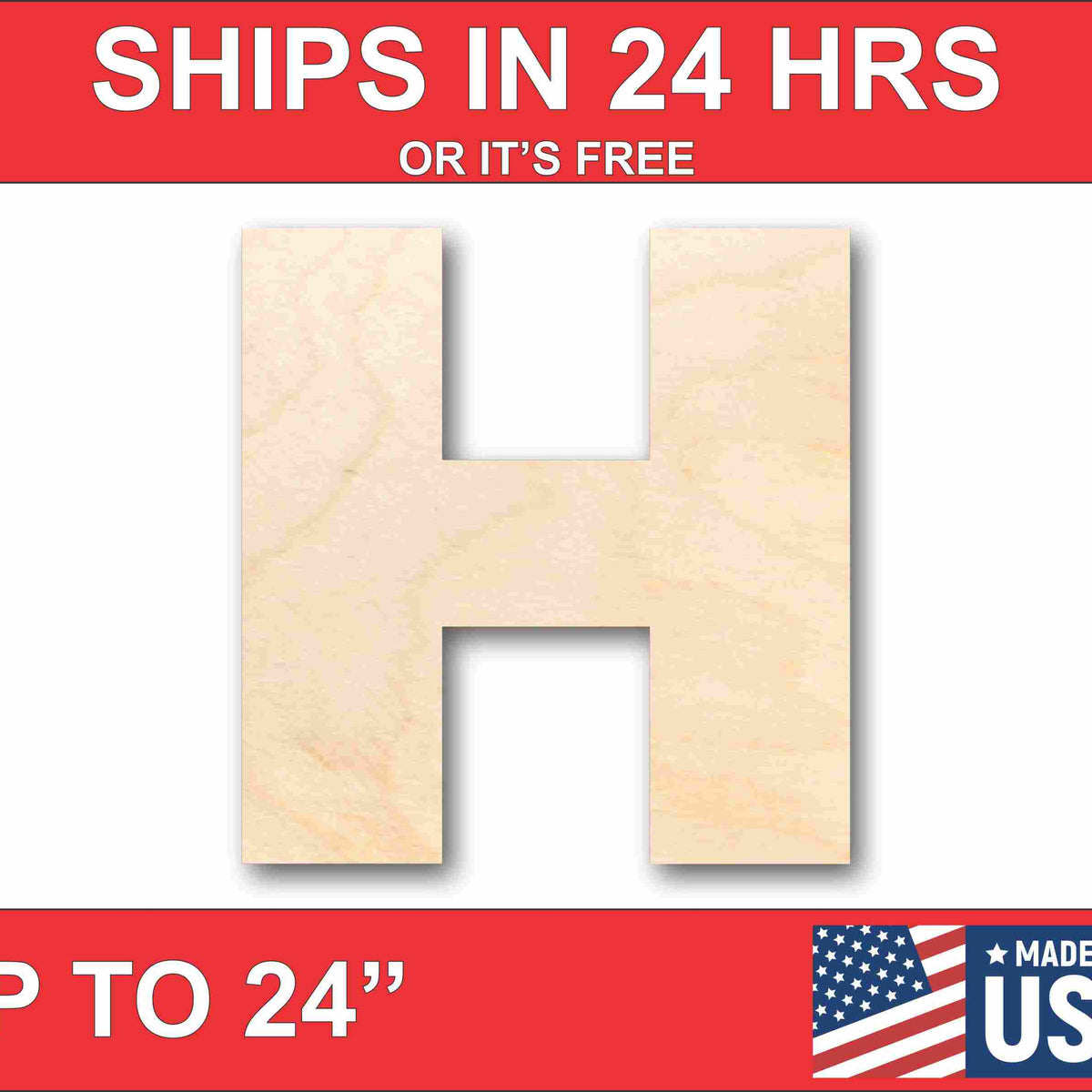 Unfinished Wood Block Letter H - Craft - up to 46" DIY – 24 Hour Crafts
