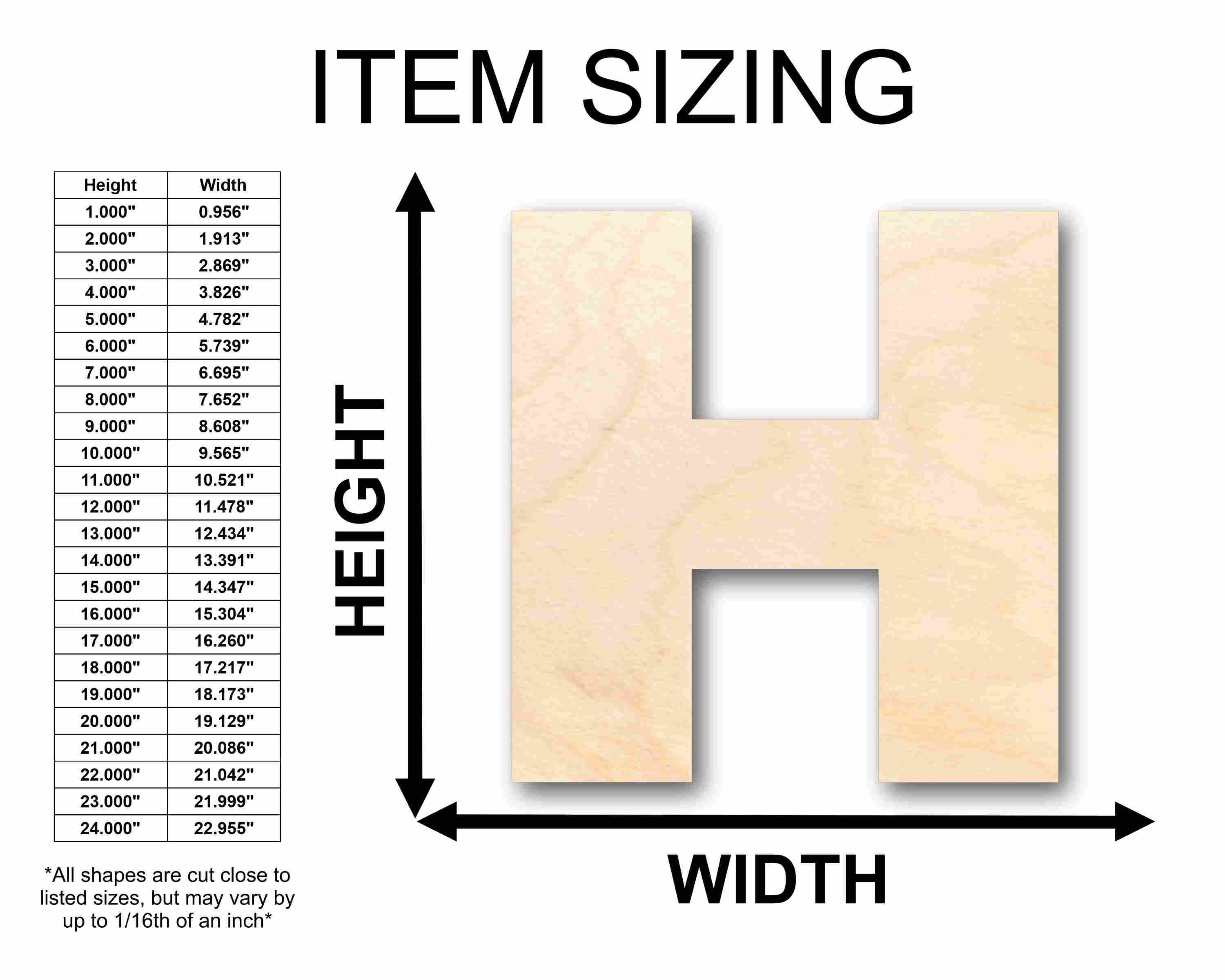 Unfinished Wood Block Letter H - Craft - up to 46" DIY – 24 Hour Crafts