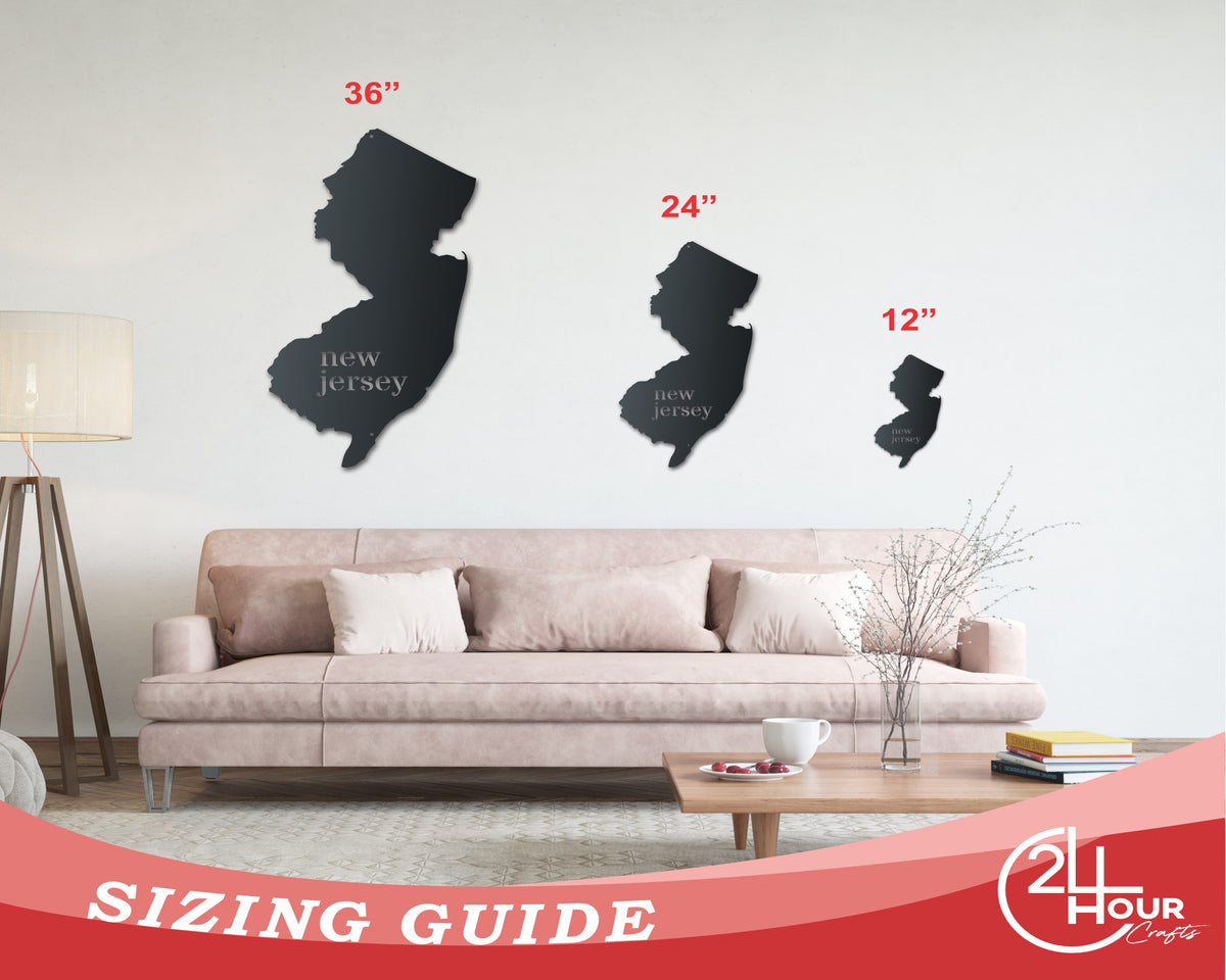 Metal New Jersey Wall Art - Custom Metal US State Sign - 14 Color Opti ...