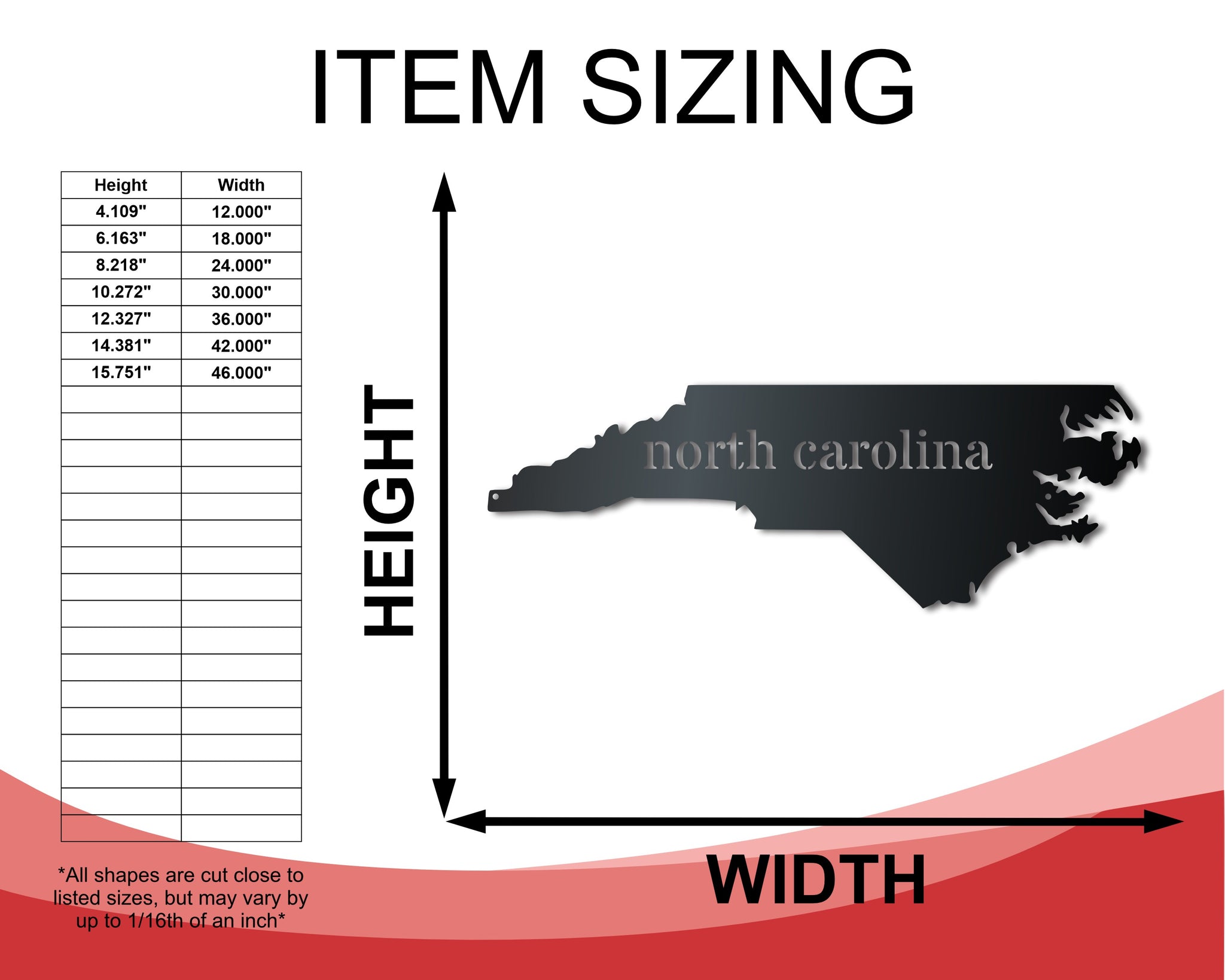 Metal North Carolina Wall Art - Custom Metal US State Sign - 14 Color ...