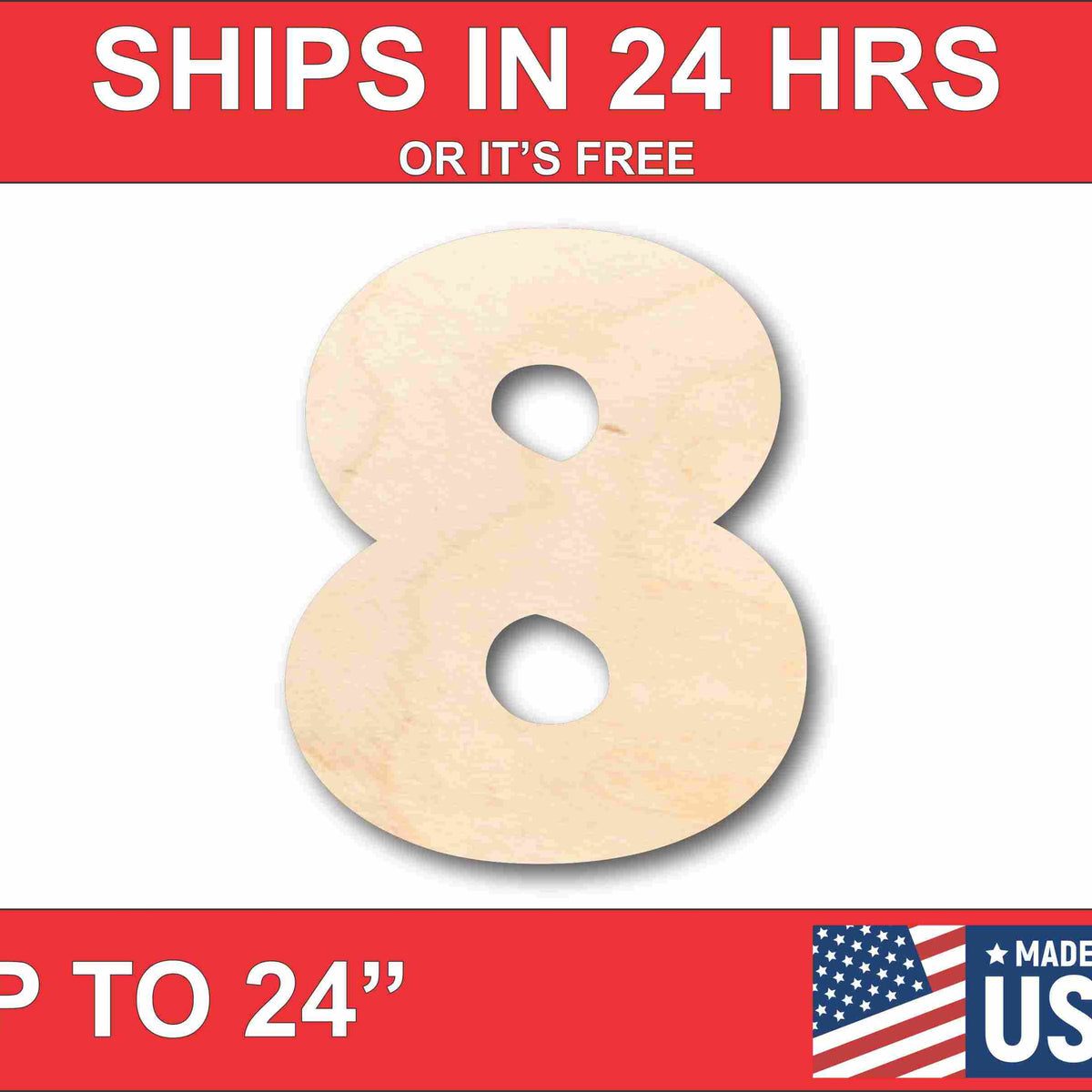 Unfinished Wood Block Number 8 - Craft - up to 46" DIY – 24 Hour Crafts