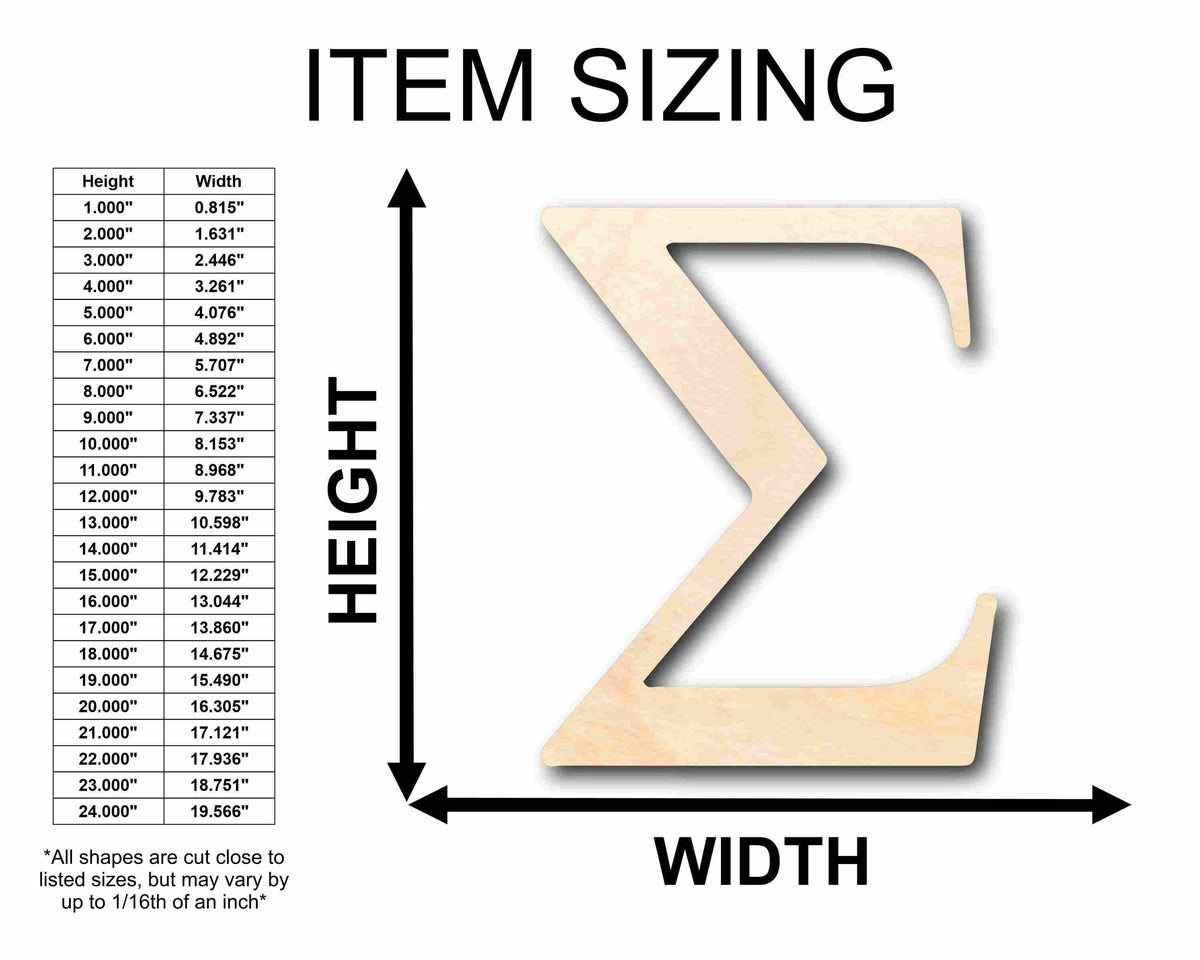 Unfinished Wood Sigma Silhouette - Craft- up to 46" DIY – 24 Hour Crafts