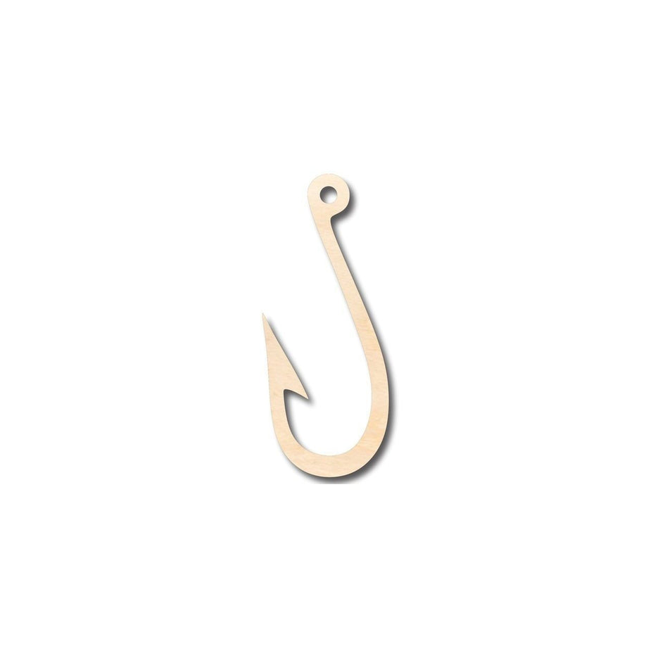 Unfinished Wood Fish Hook Shape - Fishing - Ocean- Craft - up to 24 ...